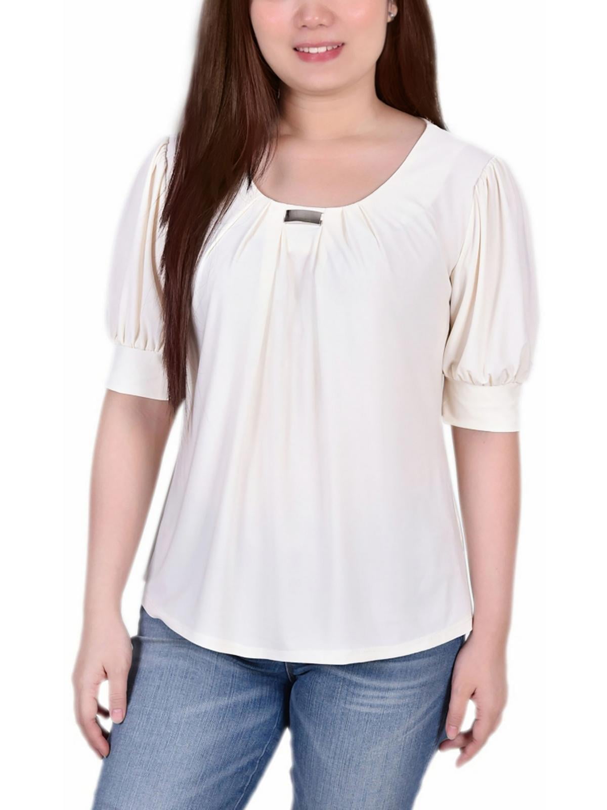 NY Collection Womens Petites Office Professional Blouse - Walmart.com