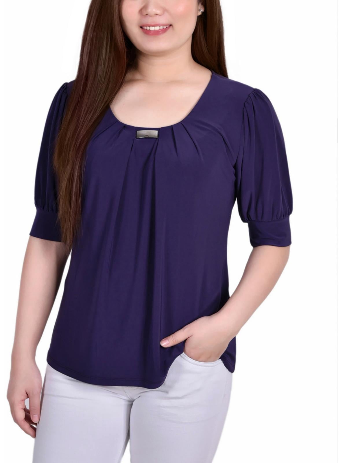 NY Collection Womens Petites Office Professional Blouse - Walmart.com
