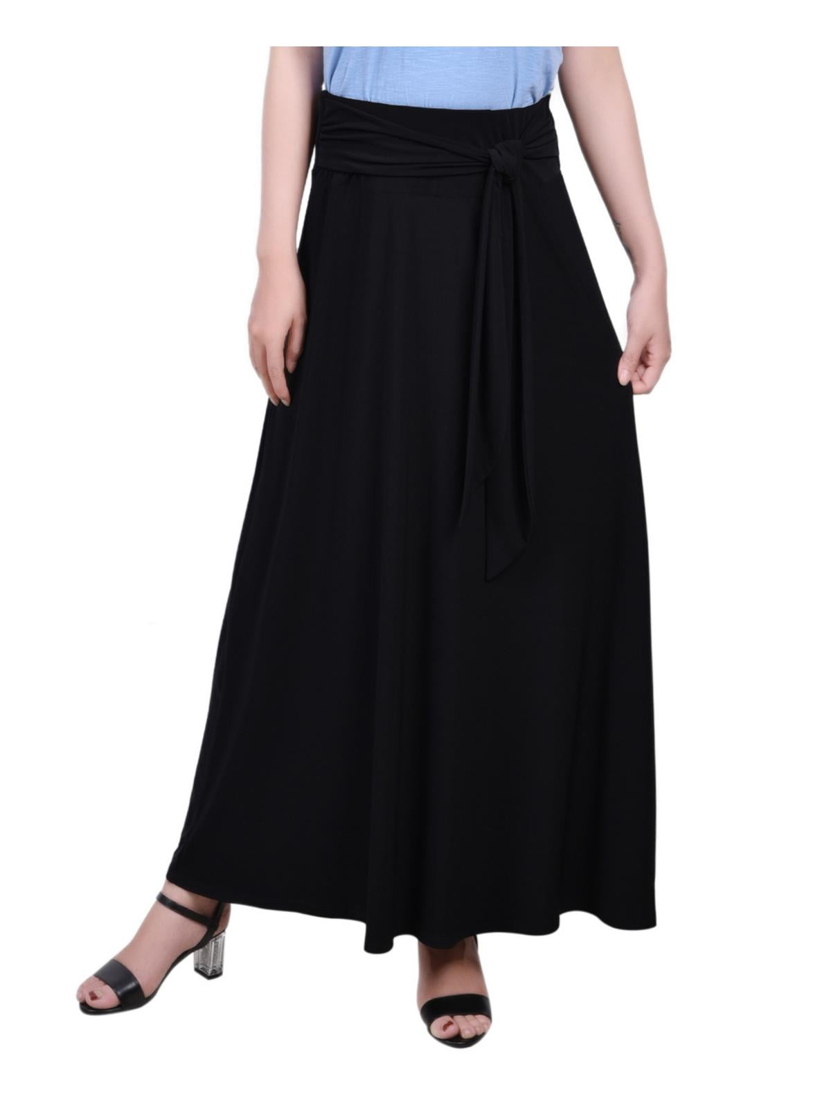 NY Collection Womens Petites Tie Belt Wide Waistband Midi Skirt ...