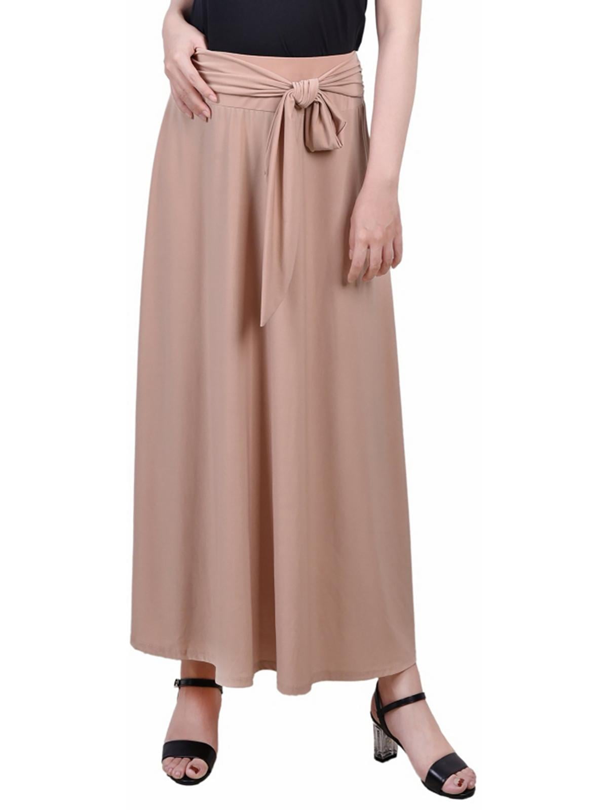 NY Collection Womens Petites Tie Belt Wide Waistband Midi Skirt ...