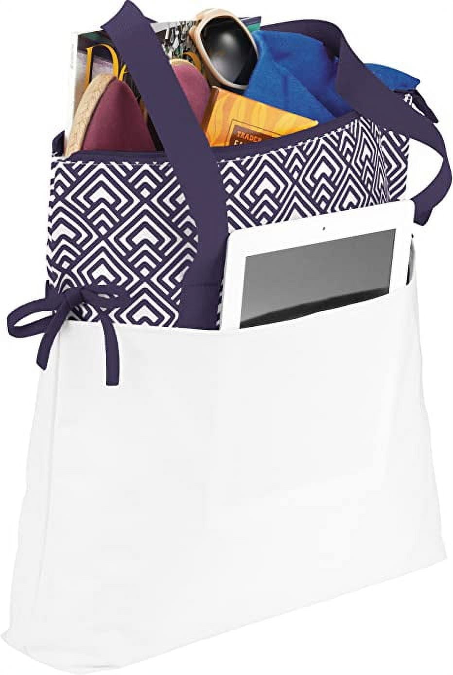 NY Empire Cinch Canvas Tablet Beach Tote Bag, White/ Blue - Walmart.com