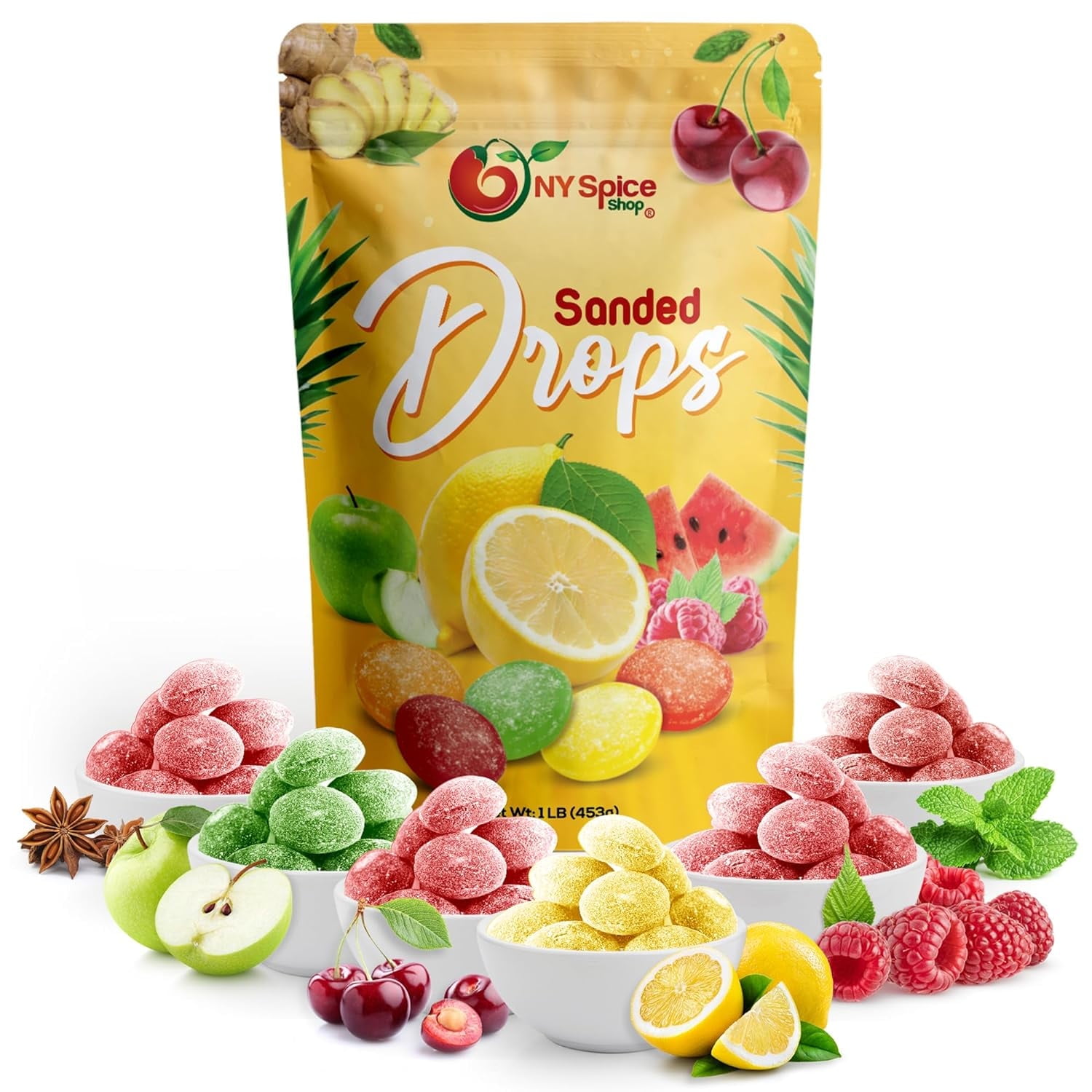 NY SPICE SHOP Assorted Sanded Fruit Drops - 1 Pound - Old Fashioned ...