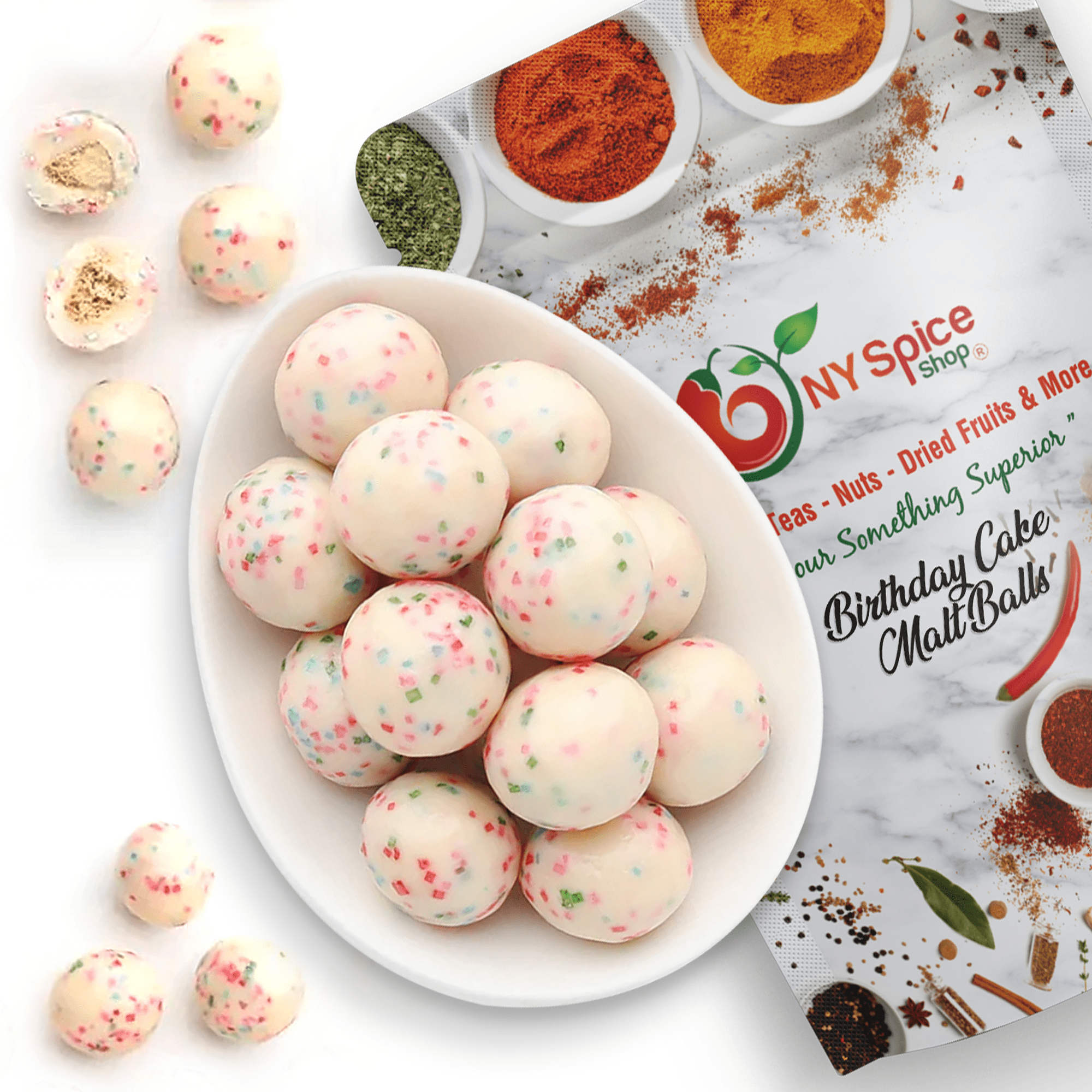 NY SPICE SHOP Birthday Cake Malt Balls - 1 Pound - Malted Milk Balls ...