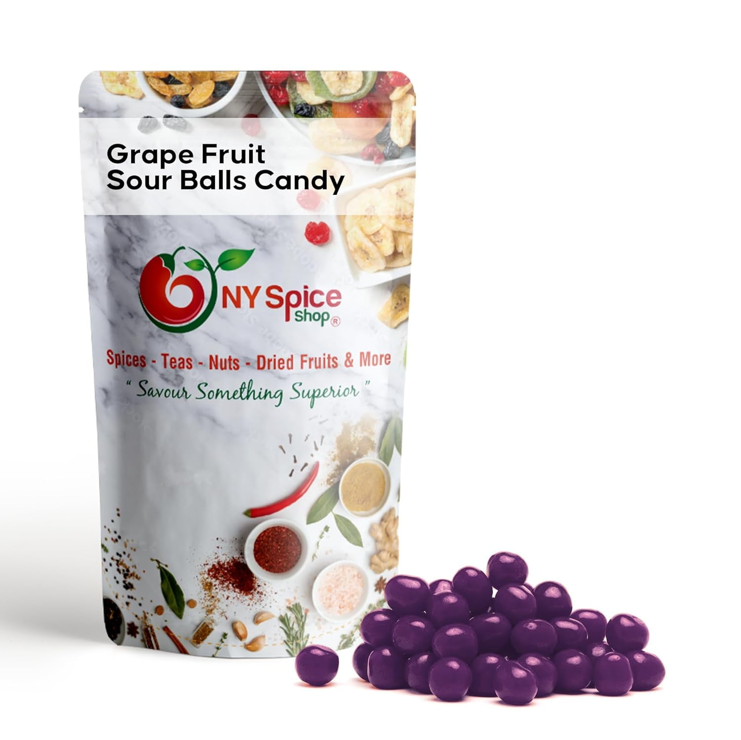 NY Spice Shop Grapefruit Sour Balls Candy, Hard Sugar Treat, 1 Pound ...