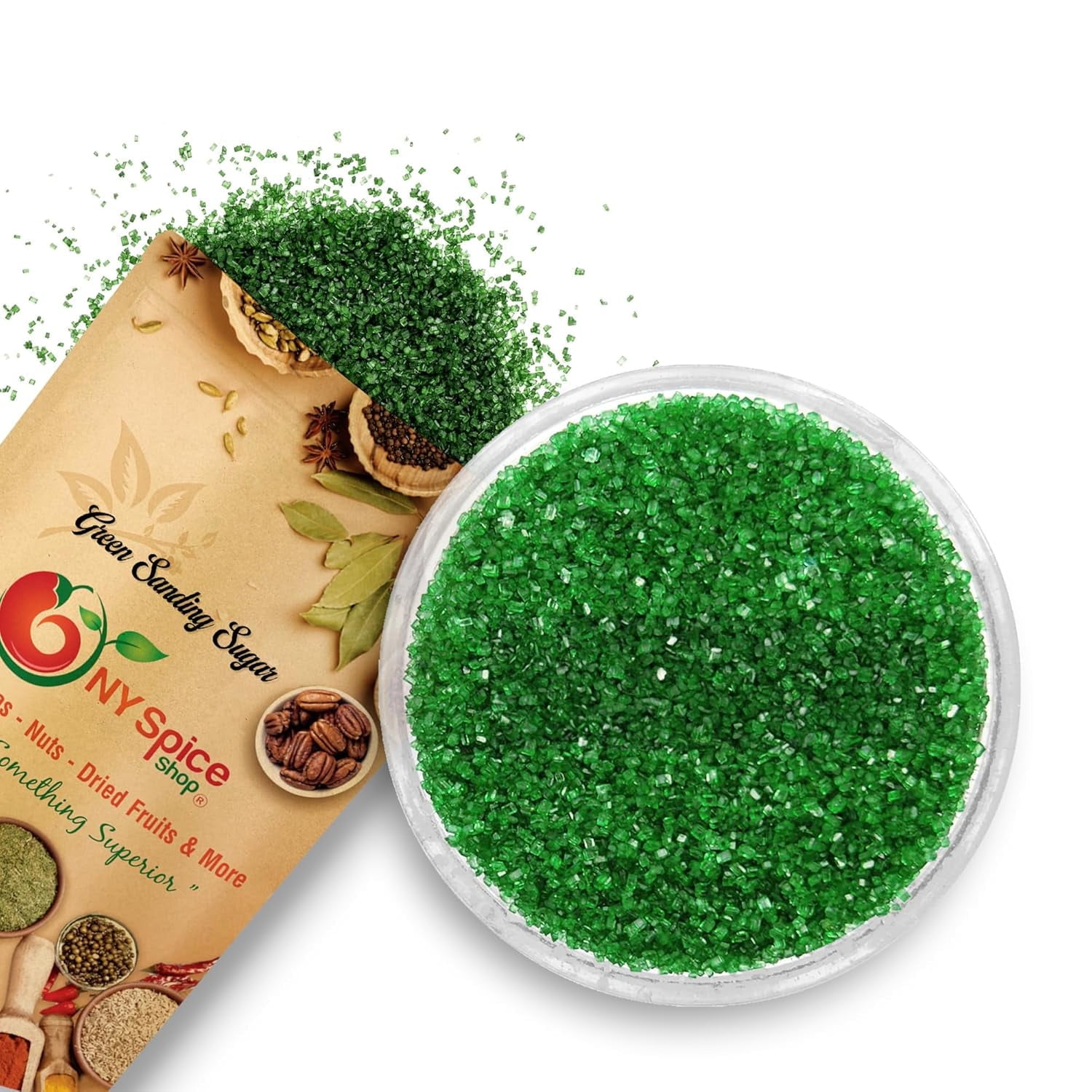 NY SPICE SHOP Green Sanding Sugar - 1 Pound - Green Sprinkles ...