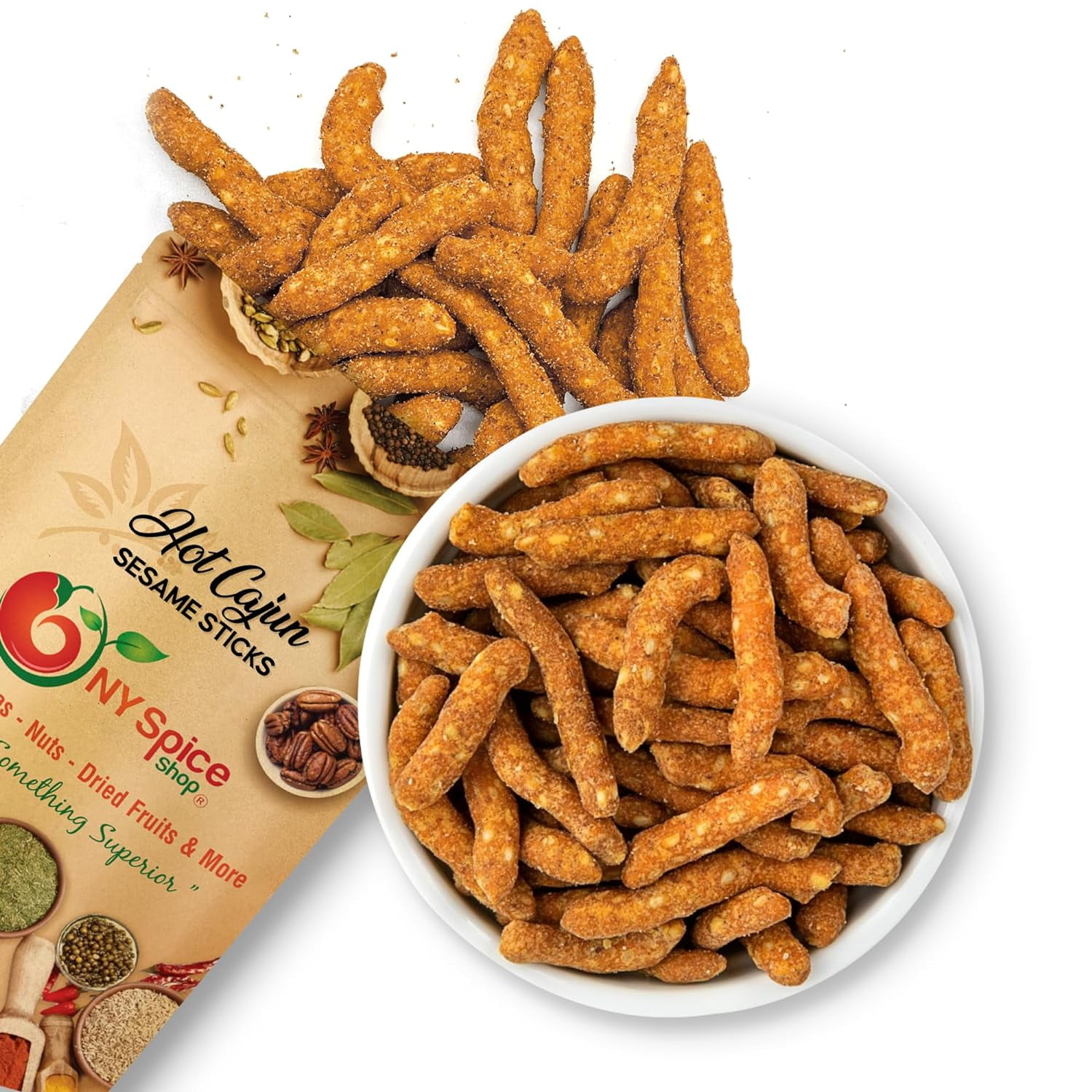 NY SPICE SHOP Hot Cajun Flavored Sesame Sticks - 5 Pound - Hot Cajun ...