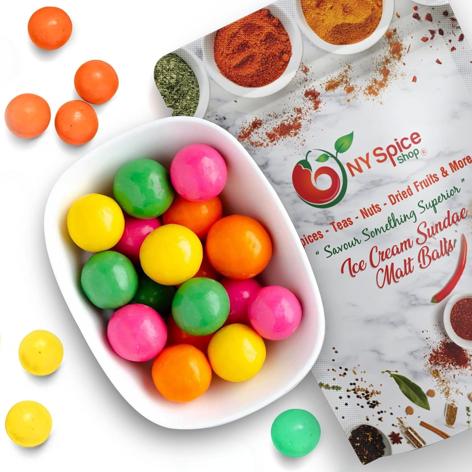 NY SPICE SHOP Ice Cream Sundae Malt Balls - 1 Pound - Malted Milk Balls ...