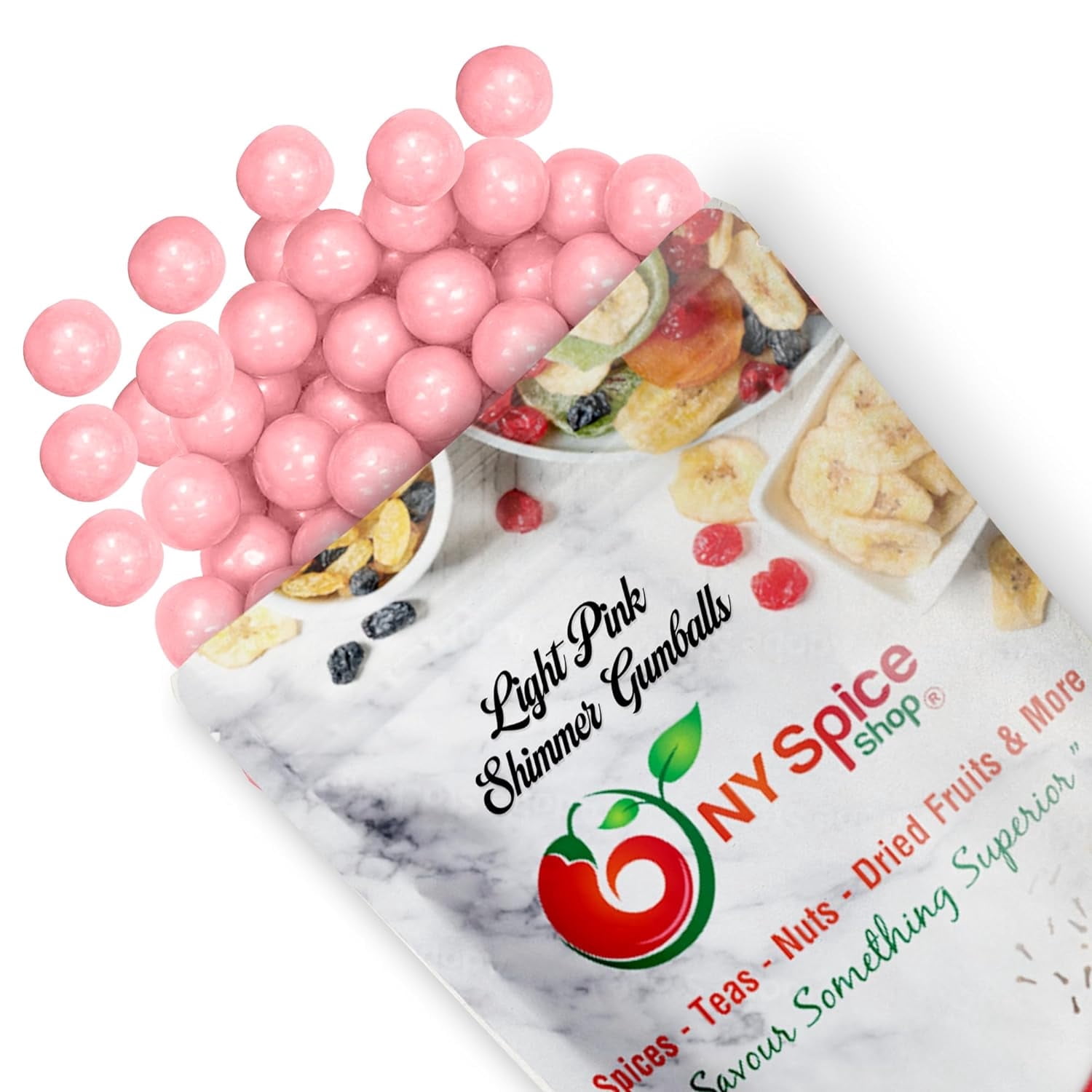 NY SPICE SHOP Light Pink Shimmer Gumballs - 1 Pound - Tutti Frutti ...