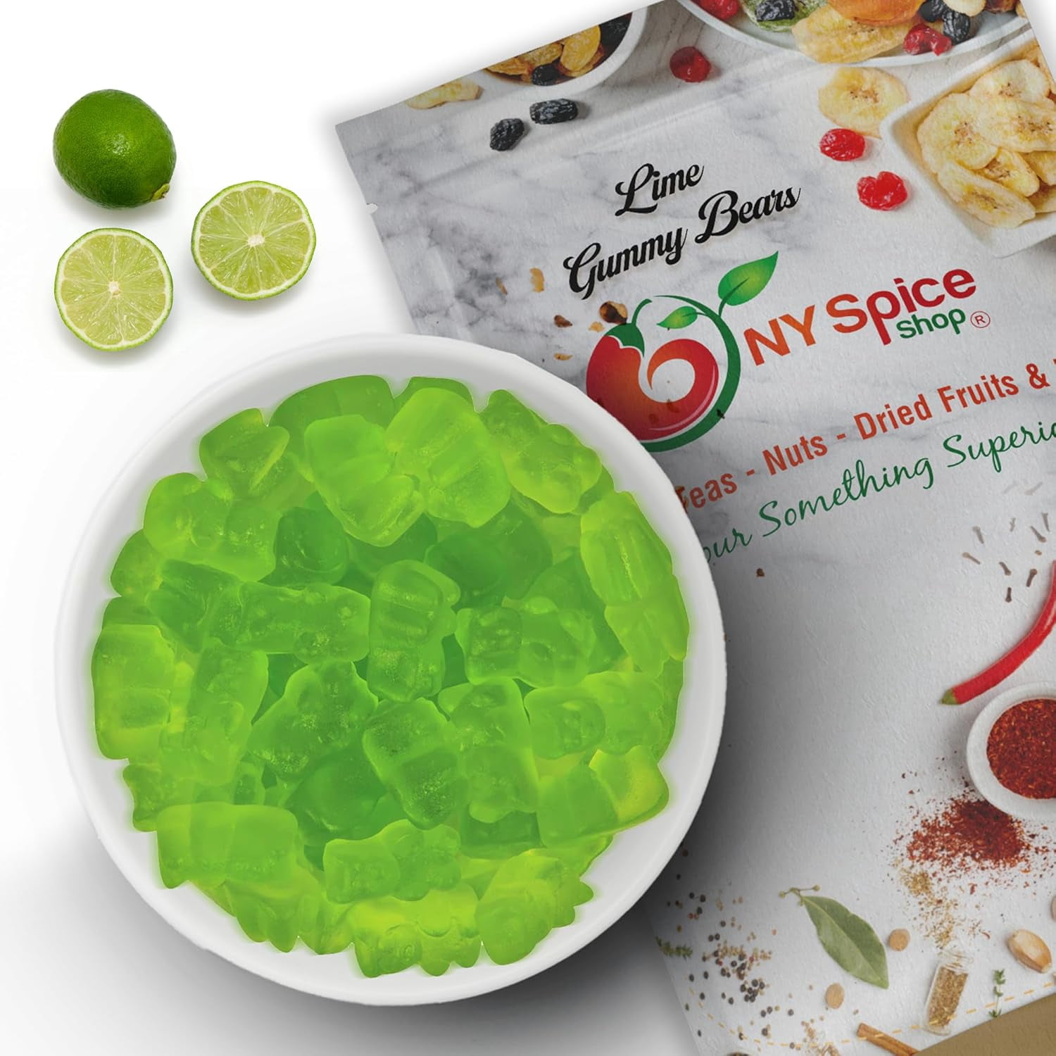 NY SPICE SHOP Lime Gummy Bears - 1 Pound - Lime Candy Bears - Gummies ...