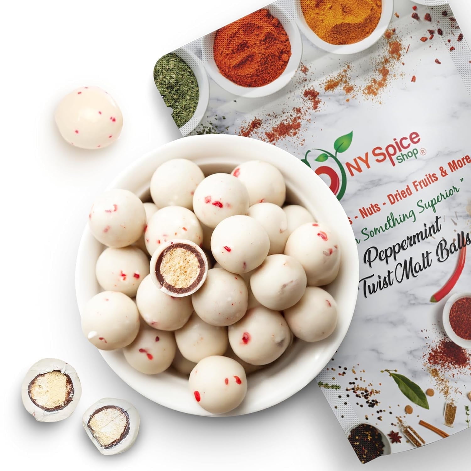 NY Spice Shop Peppermint Twist Chocolate Malt Balls - 1 Pound - Malted ...