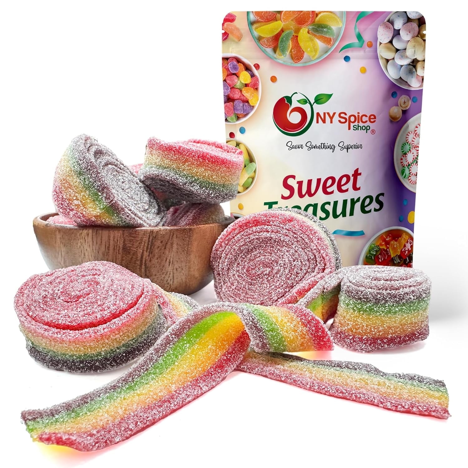 NY SPICE SHOP Rainbow Sour Strips - 1 Pound - Sour Strips Candy - Sour ...