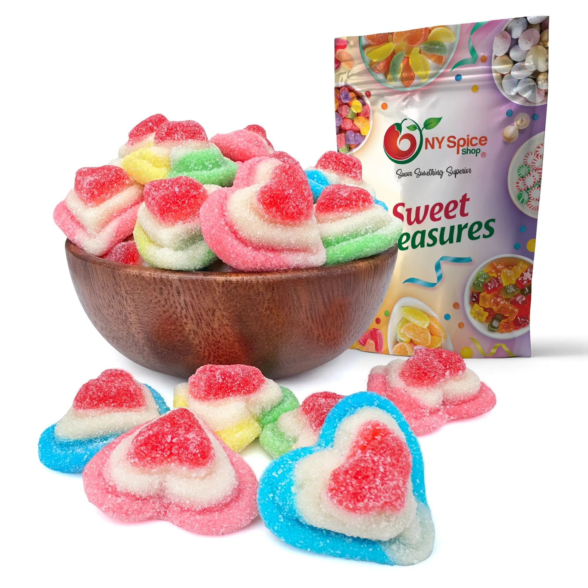 NY SPICE SHOP Rainbow Triple Layer Gummy Hearts - 1 Pound - Valentines Day Candy -Valentine ...