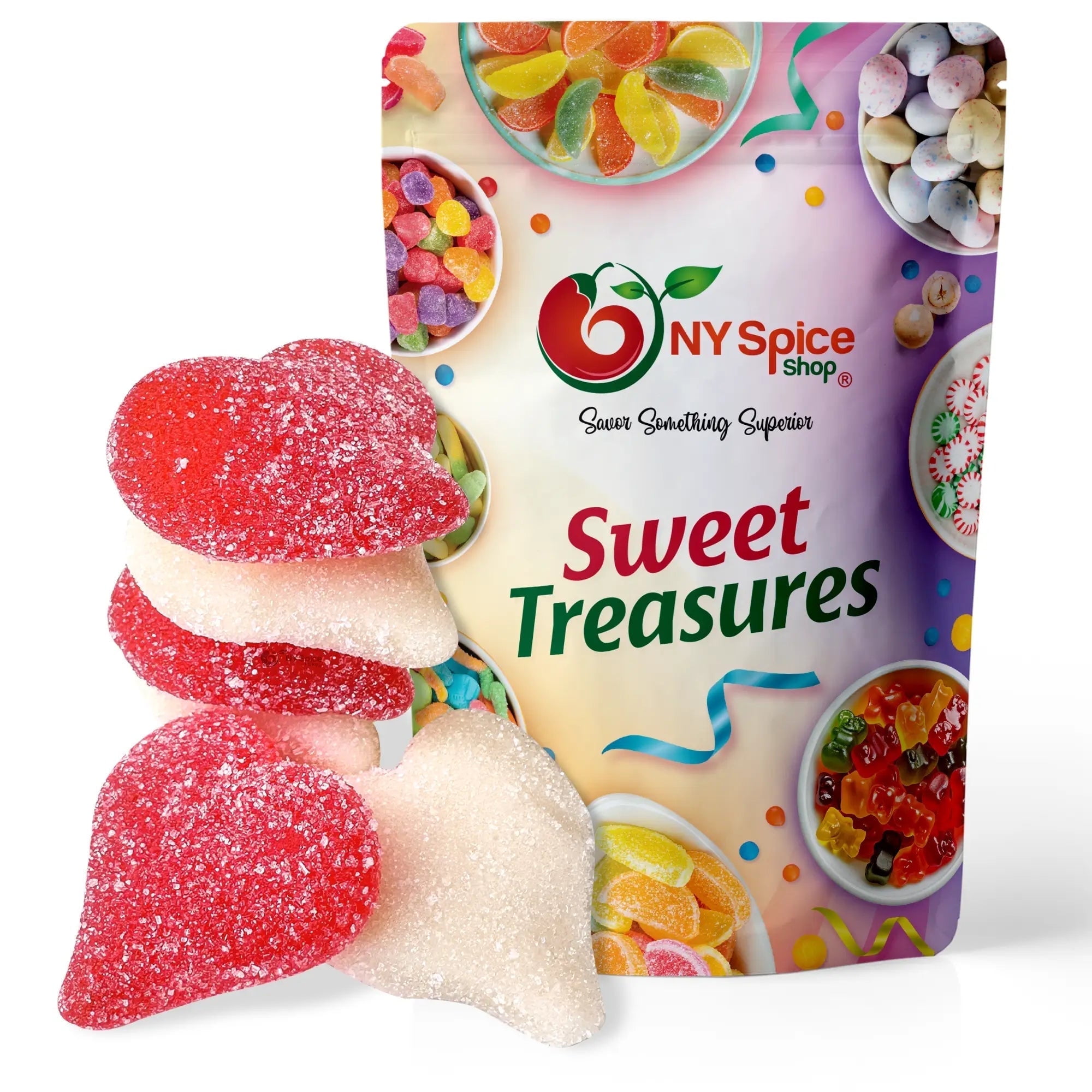 NY SPICE SHOP Red & White Sour Gummy Hearts - 5 Pound - Valentines Day Candy - Valentine Candy ...
