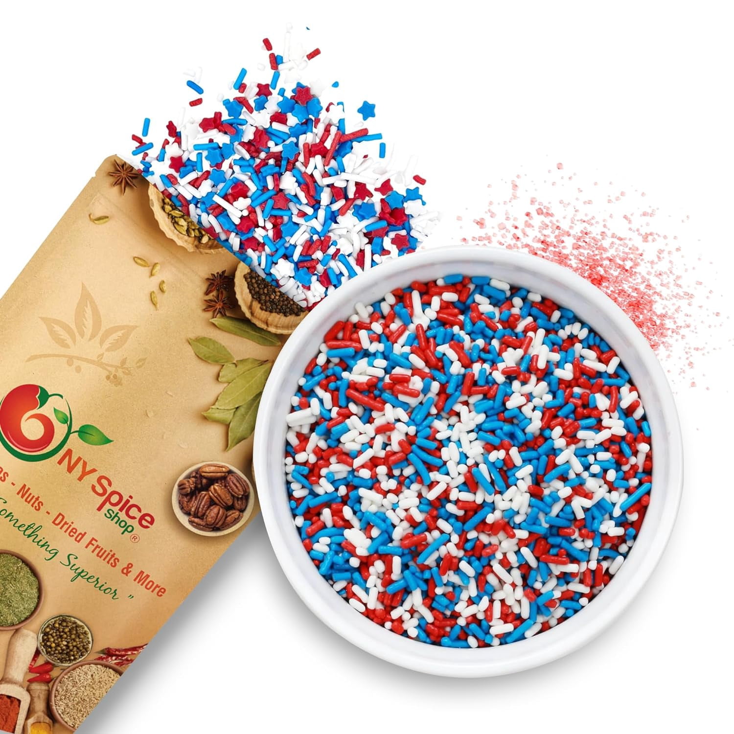 NY SPICE SHOP Red, White, and Blue Sprinkles - 1 Pound - Colorful ...