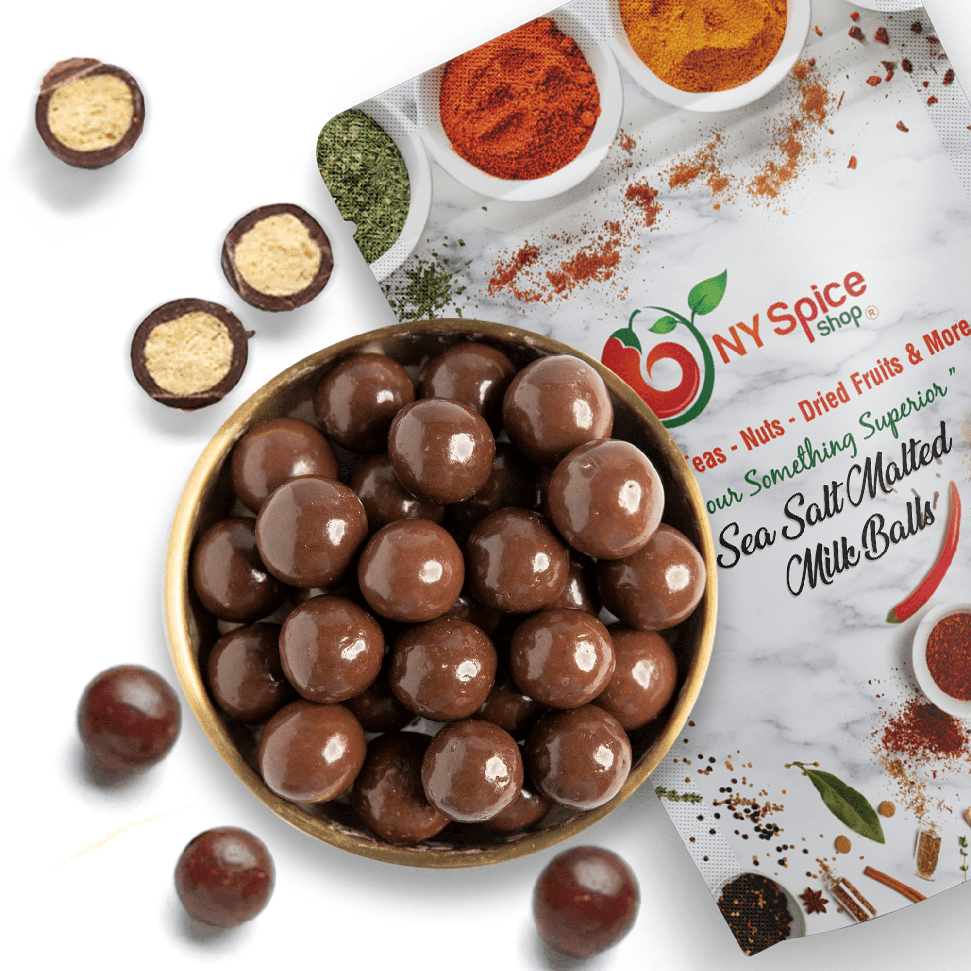 NY SPICE SHOP Sea Salt Malted Milk Malt Balls - 08 Ounce - Candy Balls ...