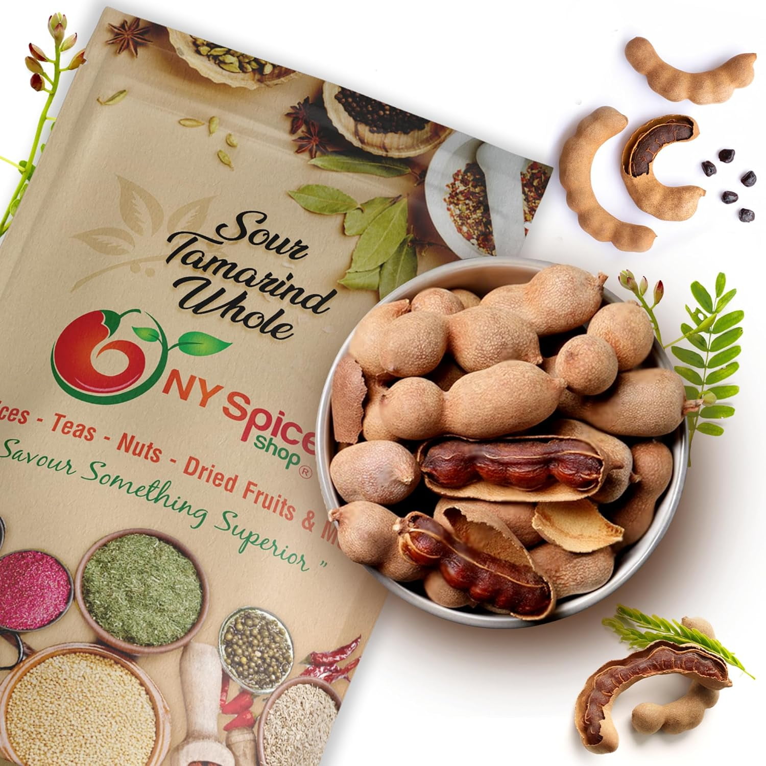 NY SPICE SHOP Sour Tamarind Whole - 5 Pound - Tamarind Pods - Thai Sour ...