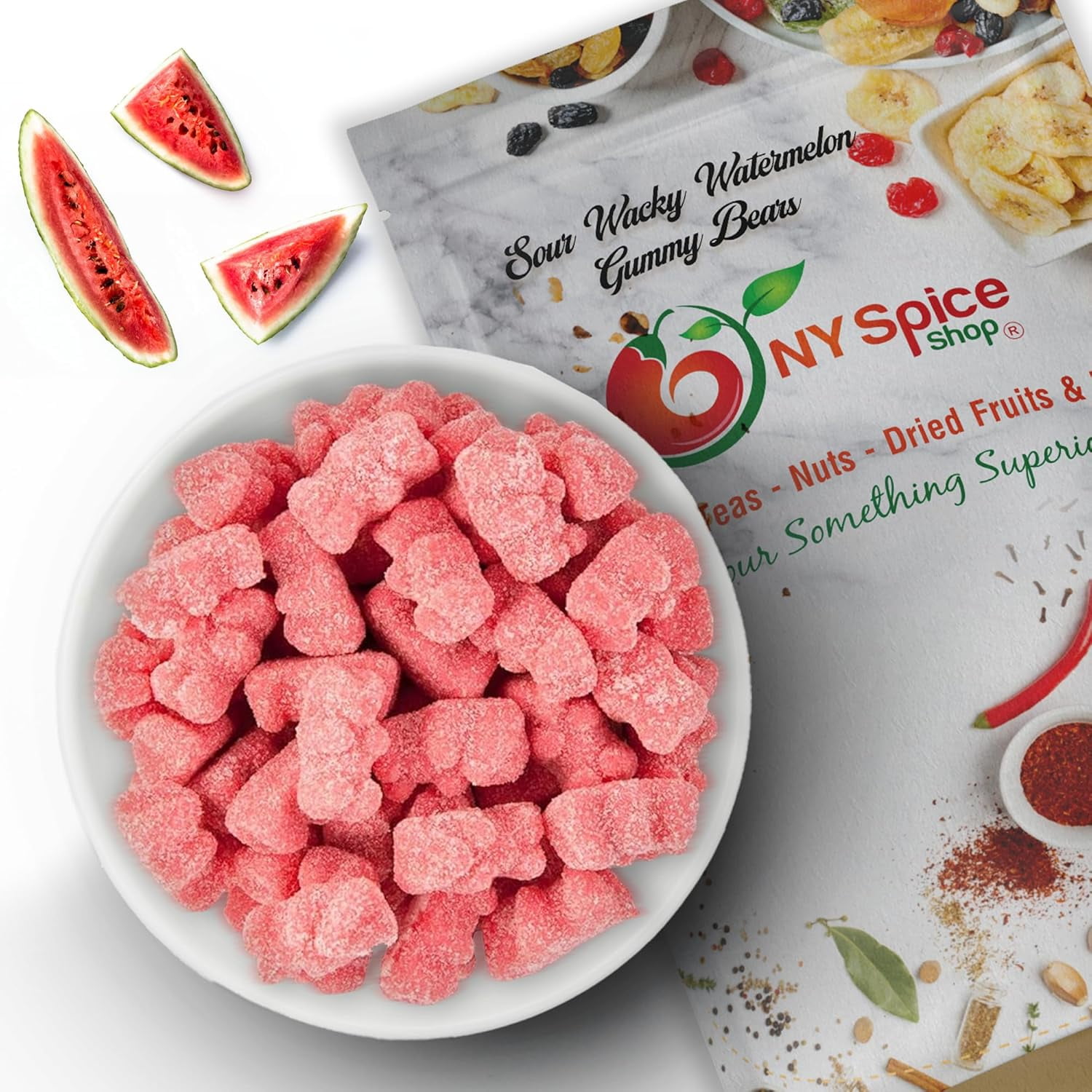NY SPICE SHOP Sour Watermelon Gummy Bears - 3 Pound - Tangy Watermelon ...