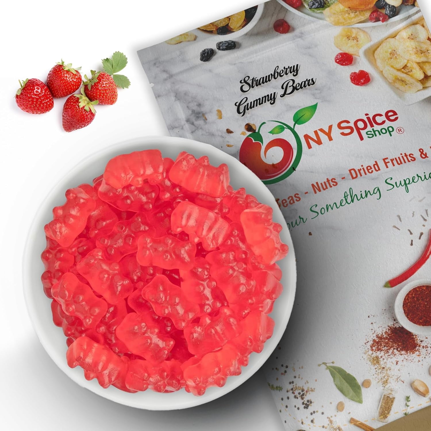 NY SPICE SHOP Strawberry Gummy Bears - 3 Pound - Valentine Gummy Bears ...