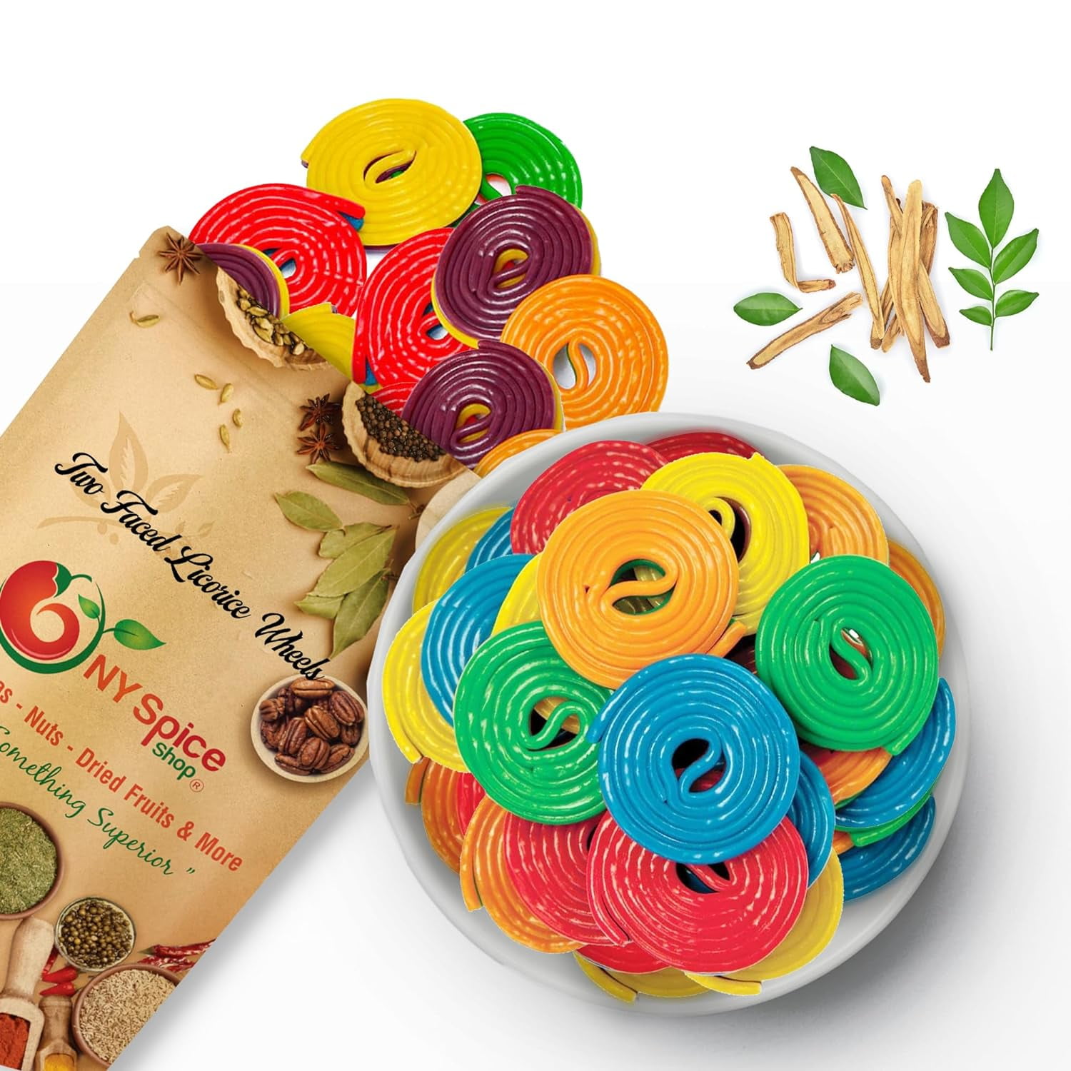 NY SPICE SHOP Two Faced Licorice Wheels - 1 Pound - Licorice Candy ...