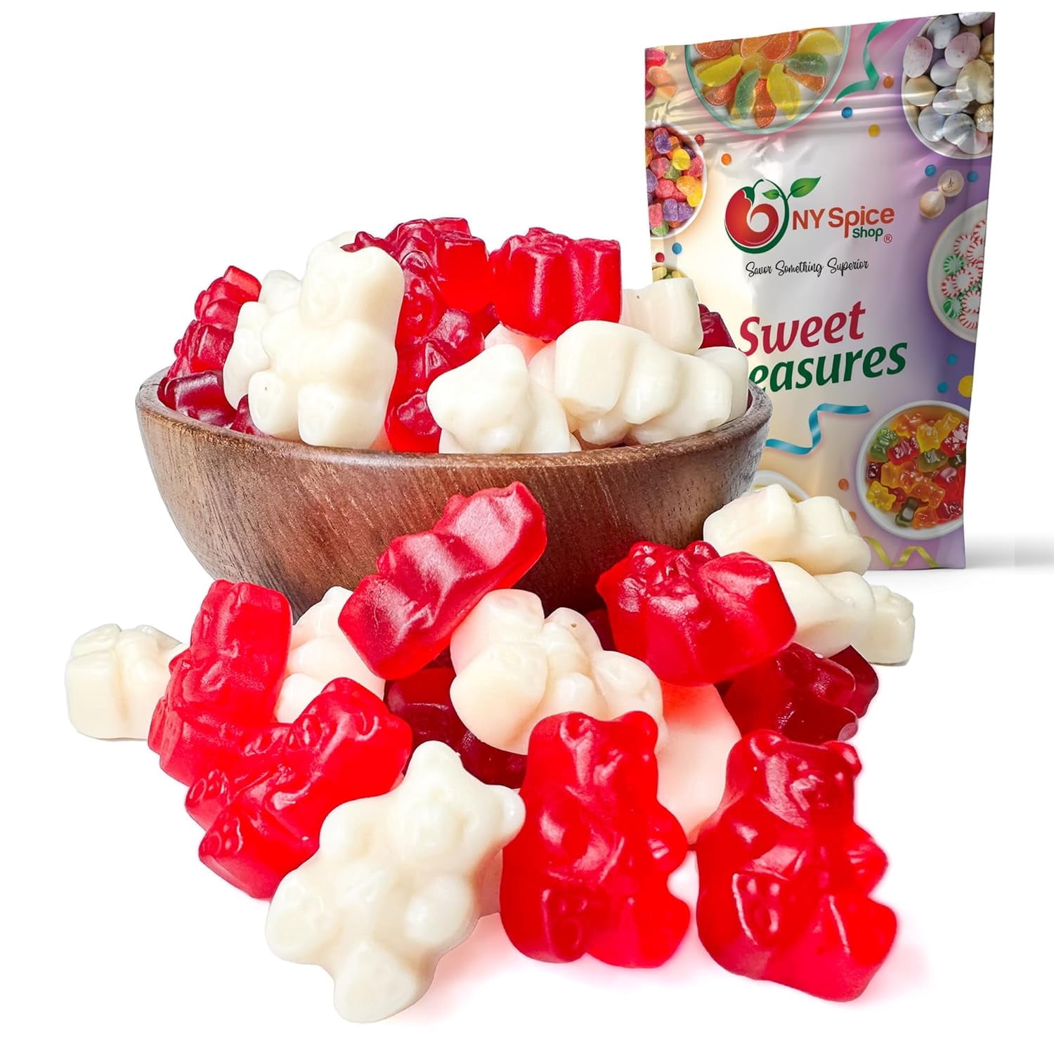 NY SPICE SHOP Valentine Gummy Bears - 1 Pound - Red & White Gummy Bears ...