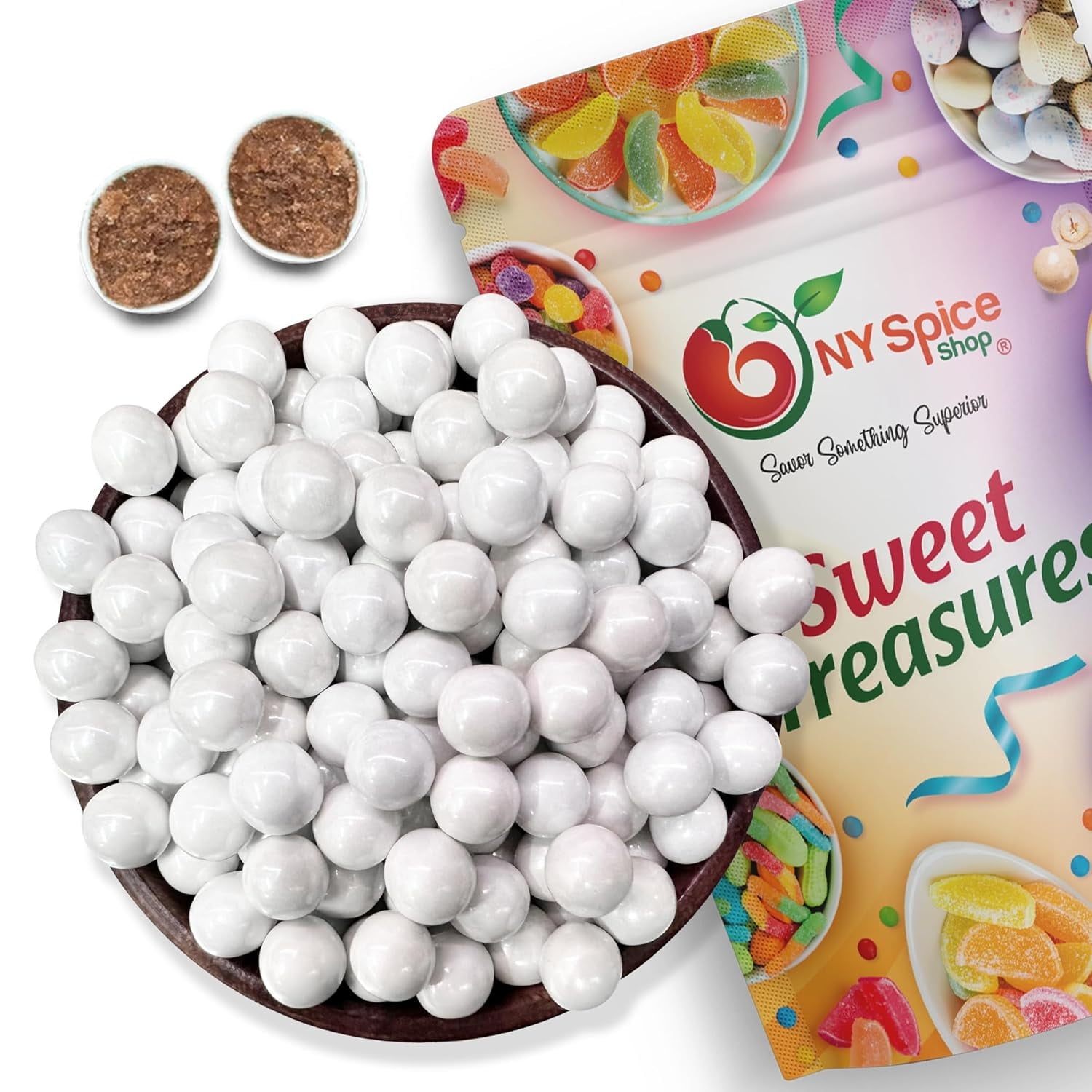 NY Spice Shop White Shimmer Sixlets - 1 Pound - Sixlets Candy ...