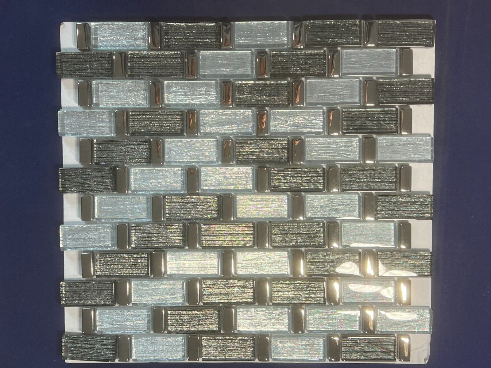 NY29 Silver/Gray Glass Rectangle Mosaic Tile Kitchen Bathroom ...