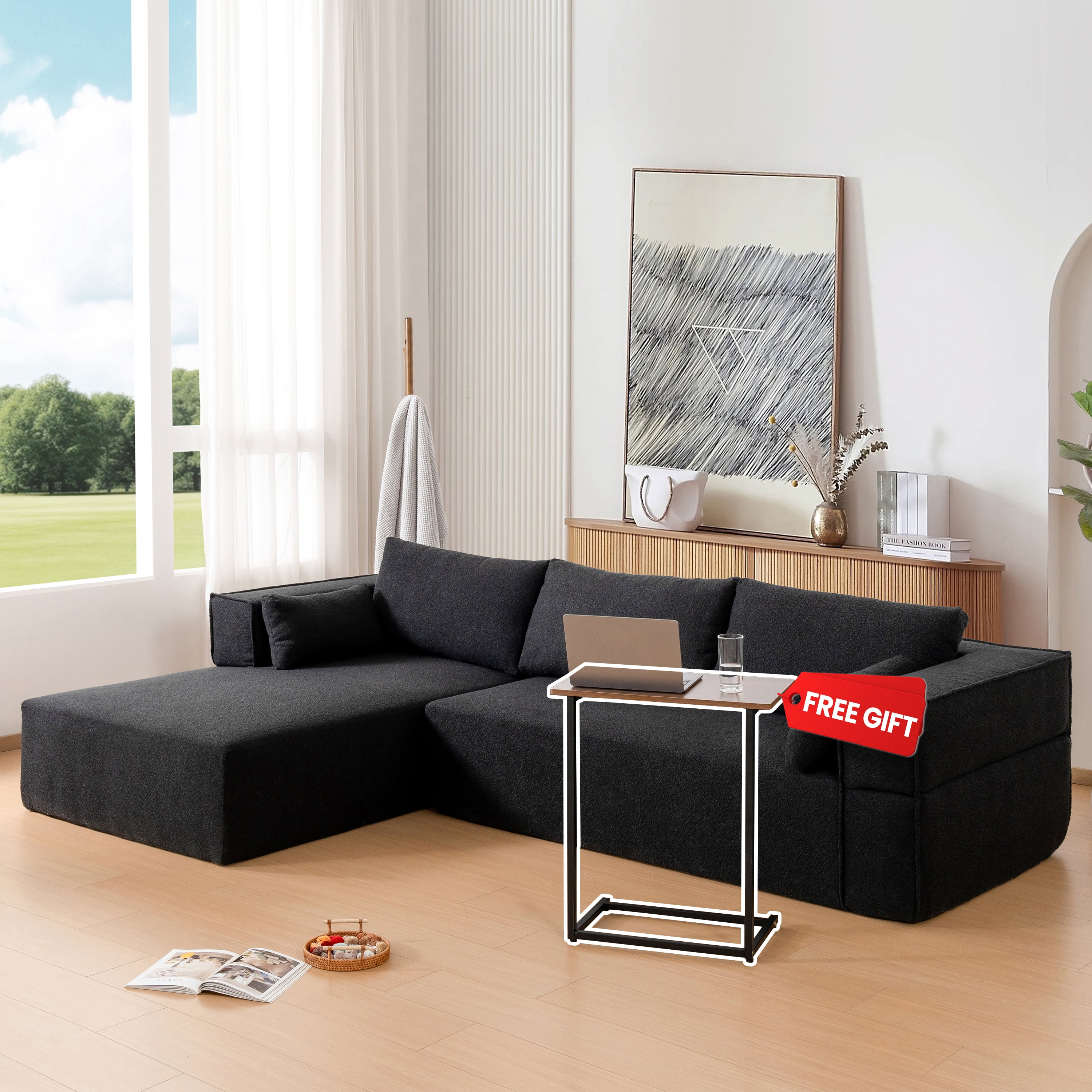 NYBOPAVIS Modular Sectional Sofa with Side Table, 112" Oversized Cloud ...