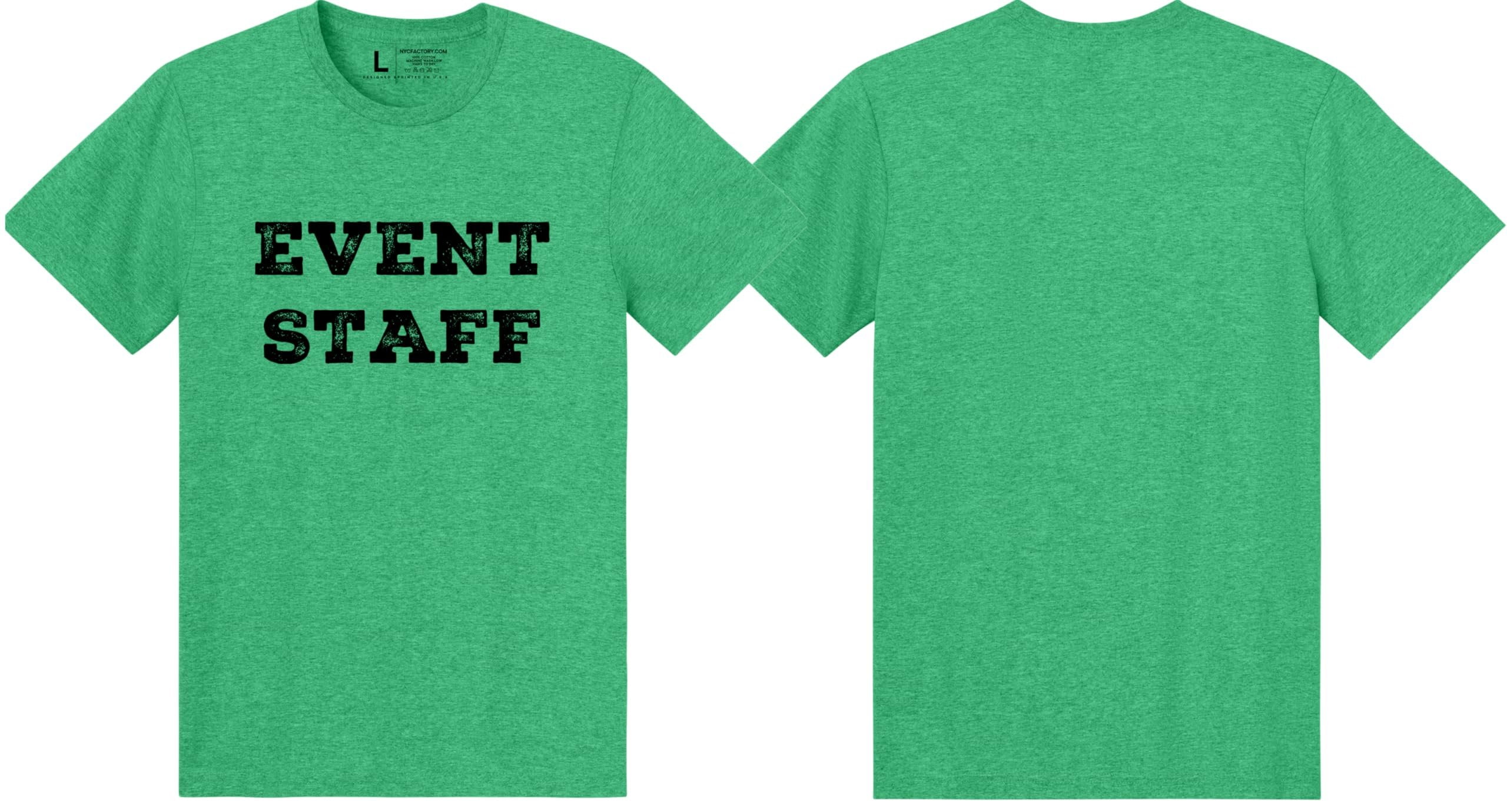 NYC FACTORY Men's Event Staff Tee NR, Front Only, Heather Green, 4XL ...