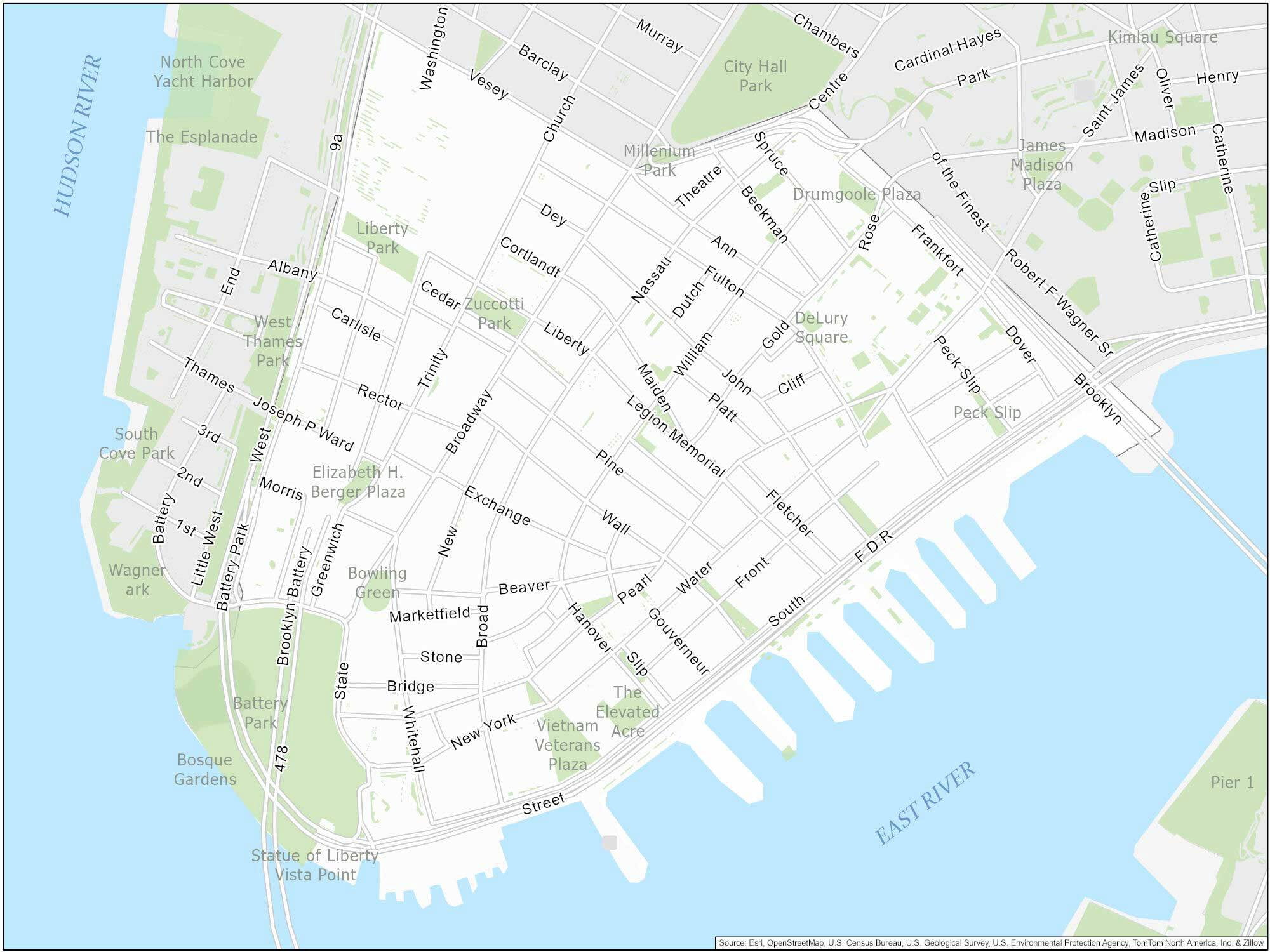 NYC Financial District Map GLOSSY POSTER PICTURE PHOTO PRINT BANNER ...