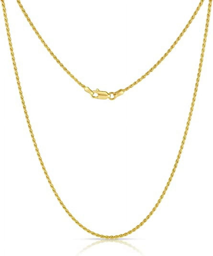 NYC Gold Plated Sterling Silver Rope Diamond-Cut Necklace Chains 1mm ...