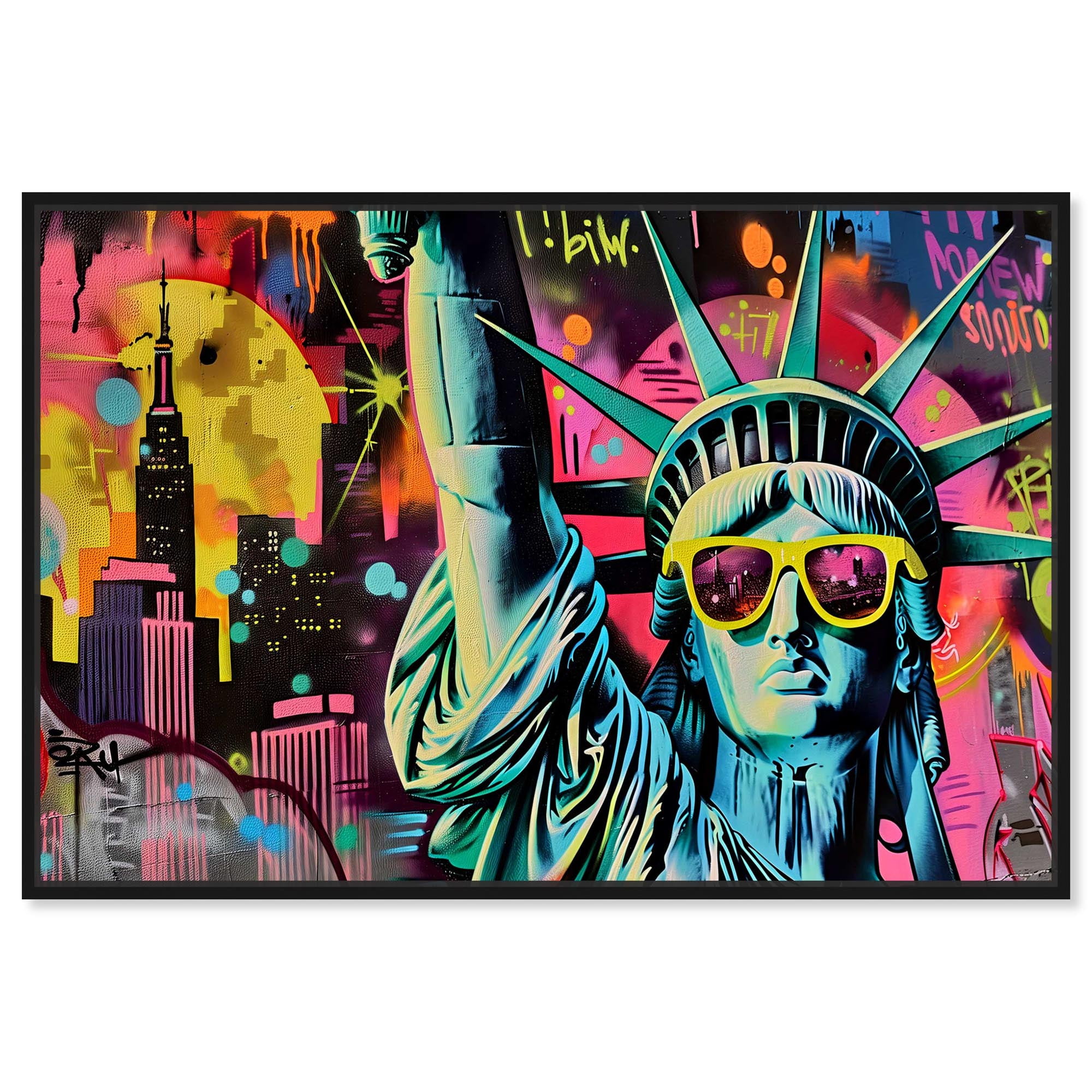 NYC Graffiti Style Canvas Mancave Art by Art Remedy, Black Frame, 15" x ...