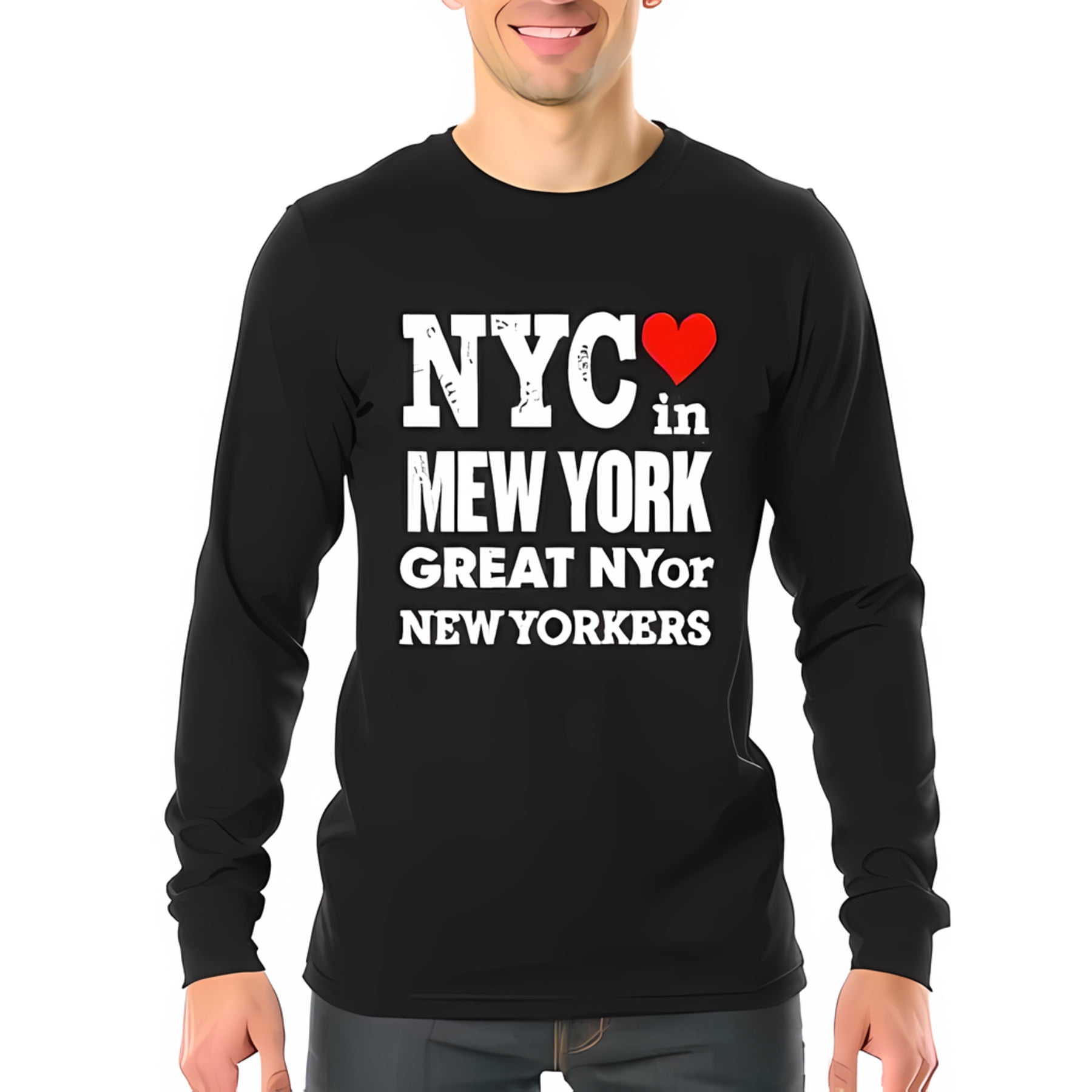 NYC Heart Long Sleeve T-Shirt for Men - Bold Graphic Design with ...