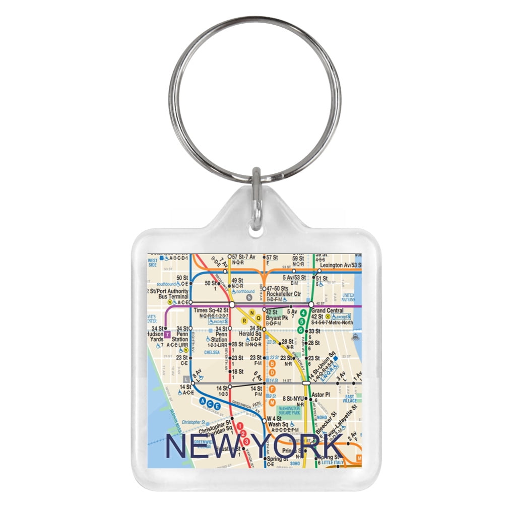 NYC MTA Subway Map Keychain Lucite - Walmart.com