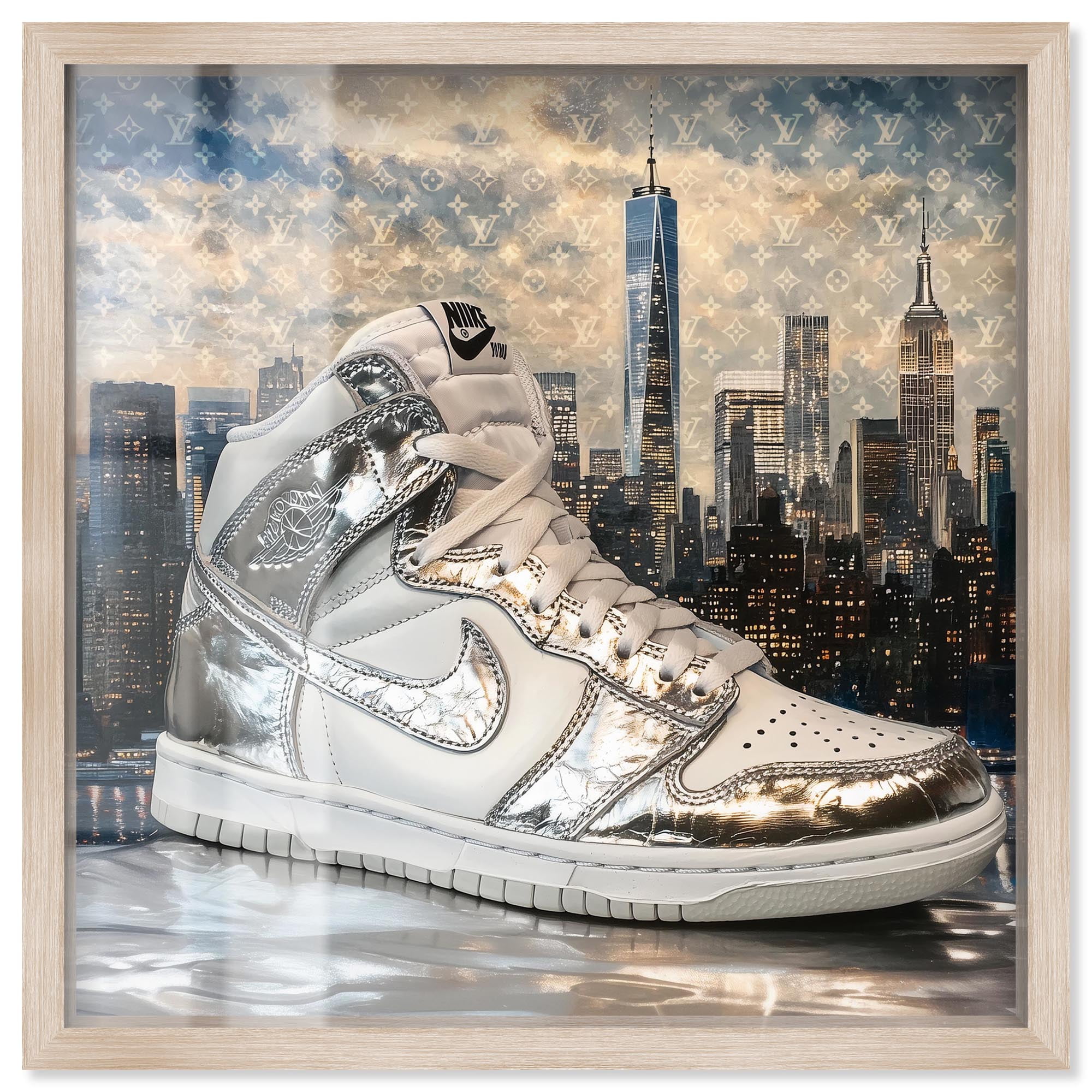 NYC Metallic Sneaker Shadowbox Print Sneaker Wall Art by Art Remedy ...