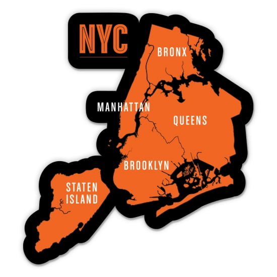 NYC New York City Map Boroughs - 5" Vinyl Sticker - For Car Laptop I ...