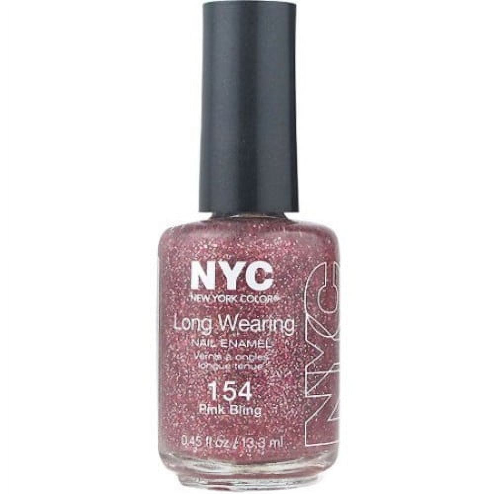 NYC New York Color Long Wearing Nail Enamel, 154 Pink Bling, 0.45 fl oz ...