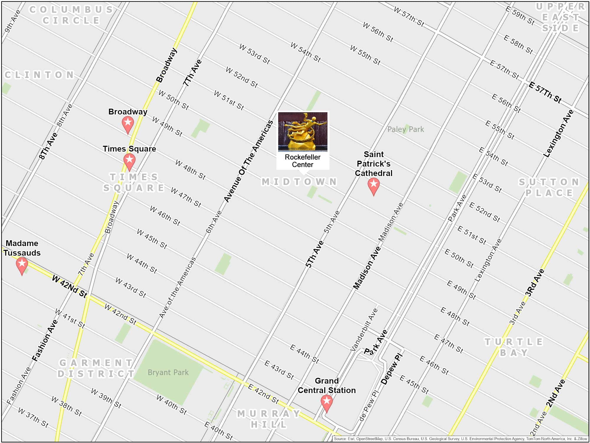 NYC Rockefeller Center Map GLOSSY POSTER PICTURE PHOTO PRINT BANNER ...