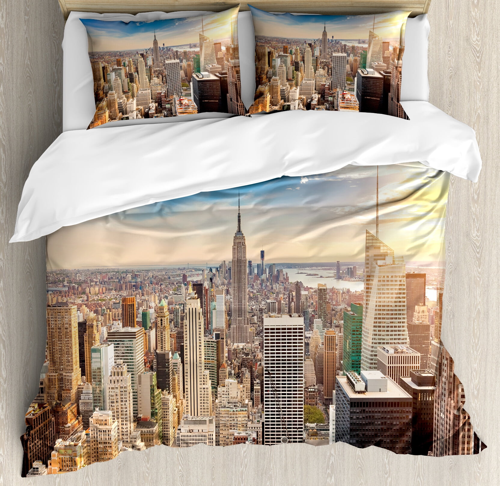 NYC Scene Duvet Cover Set, City Empire State Building Busy Urban ...