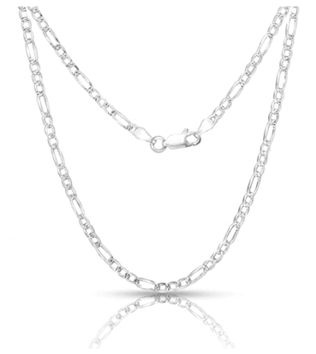 NYC Sterling Solid Sterling Silver Figaro Link Diamond-Cut .925 ...