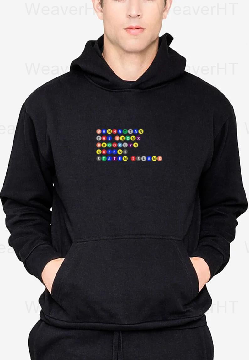 NYC Subway HoodieFive Boroughs Colorful Bubble Map MTA New York City Transit Tee - Walmart.com