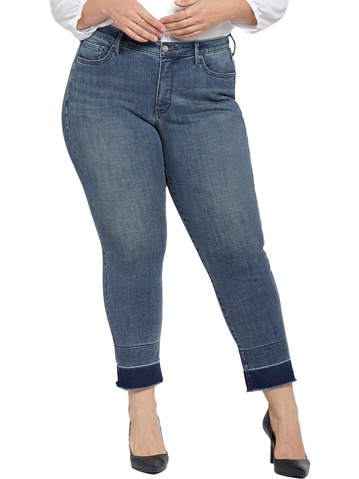 NYDJ Womens Plus Sheri Slim Medium Wash Raw Hem Ankle Jeans - Walmart.com