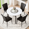 NYEESS 5-Piece Dining Room Set, 42" Modern White Round MDF Table with ...