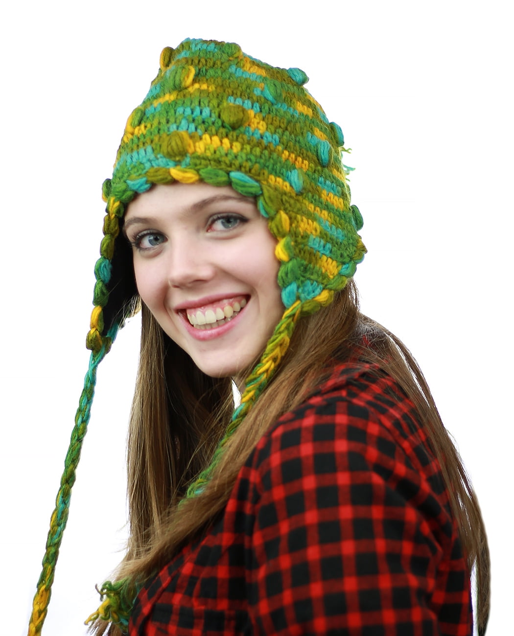 NYFASHION101 Nepal Handmade Ear Flaps Wool Fleece Lined Winter Hat ...