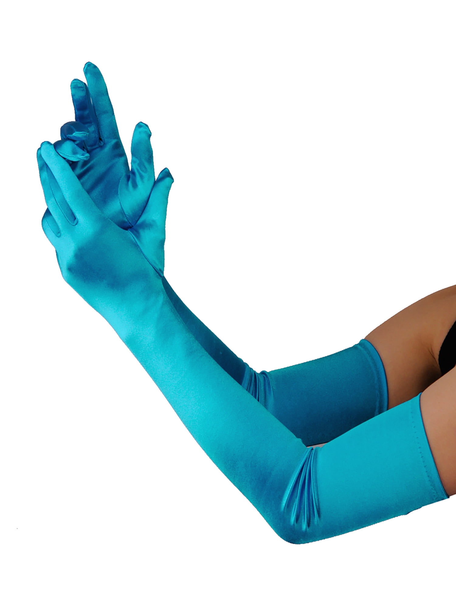 NYFASHION101 Women's Classic Long Opera Length Satin Gloves 16BL ...