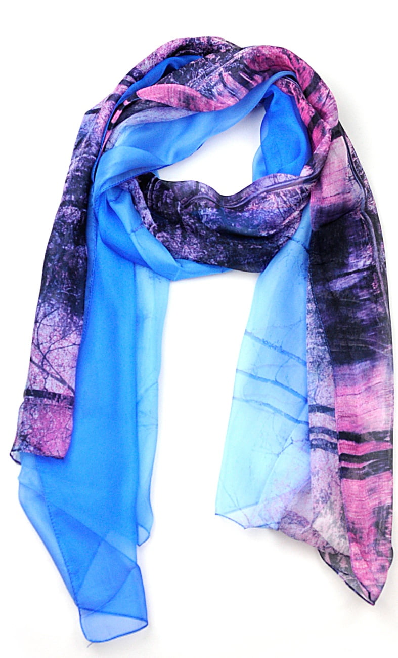 NYFASHION101 Women's Forest and Pond See Through Print Elegant Scarf ...