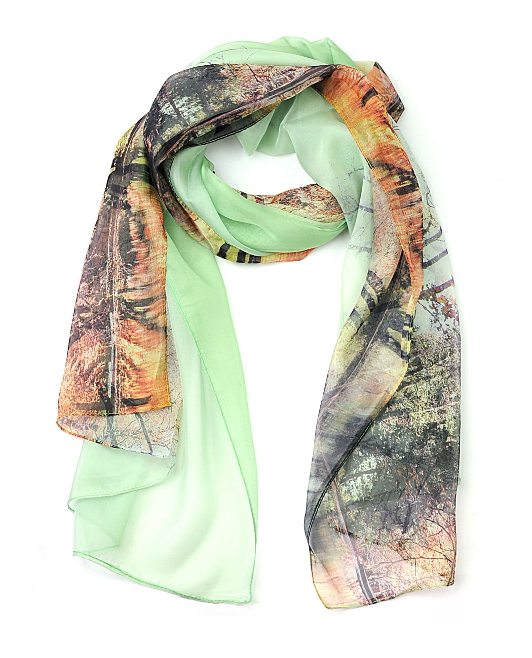NYFASHION101 Women's Forest and Pond See Through Print Elegant Scarf ...