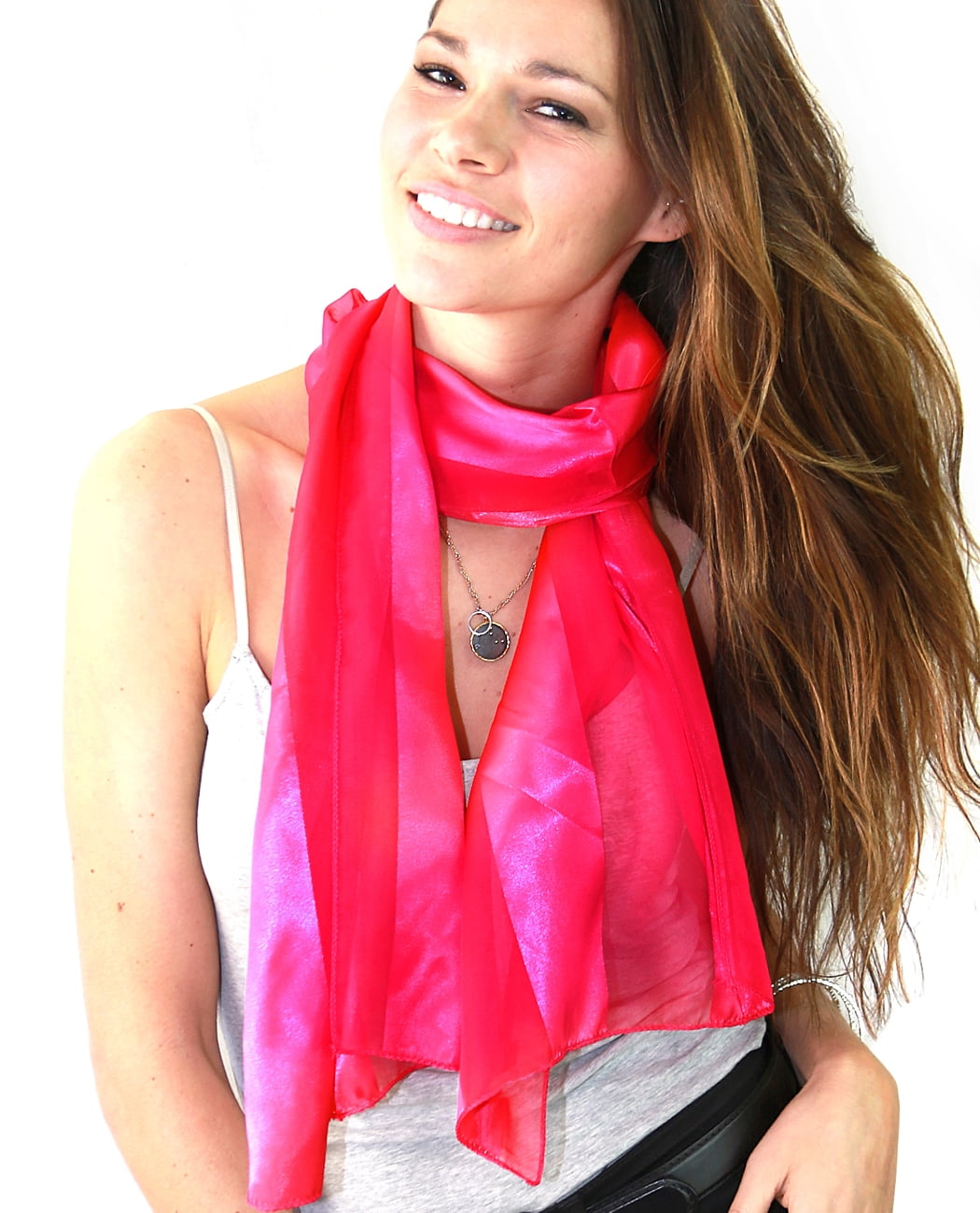 NYFASHION101 Women's Versatile Satin Striped Sheer Chiffon Scarf ...