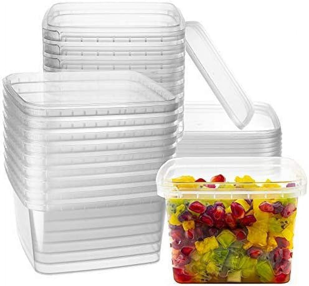 NYHI 16 oz. 20 Pack Square Clear Deli Containers with Lids Disposable ...