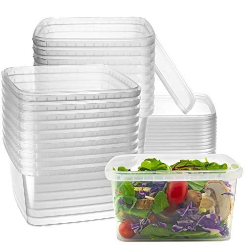 NYHI 32 oz 20 Pack Square Clear Deli Containers with Lids Disposable ...