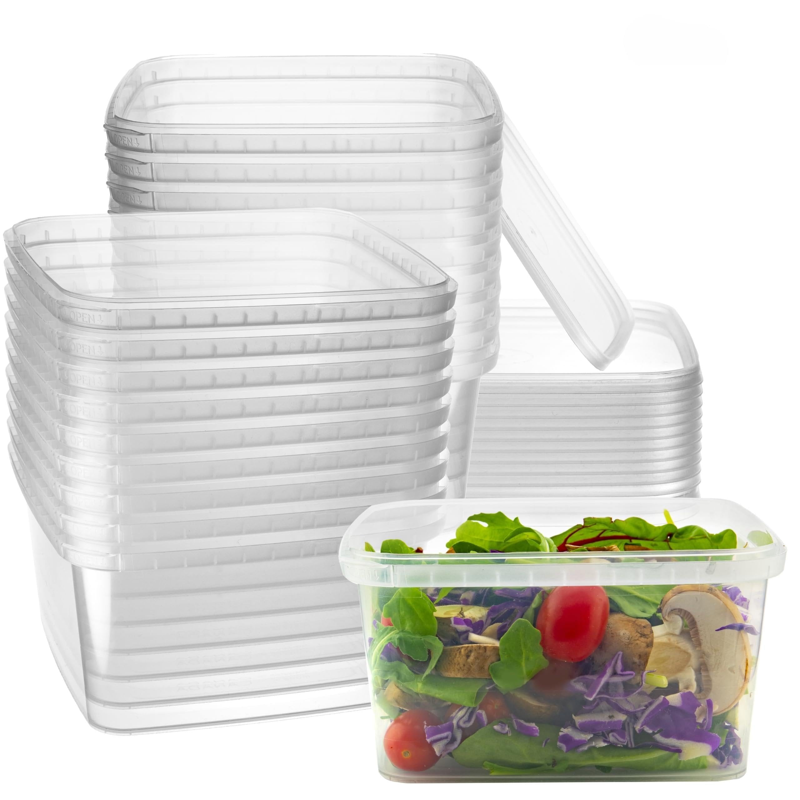 NYHI 40 Pack Square Clear Deli Containers with Lids Disposable BPA Free ...